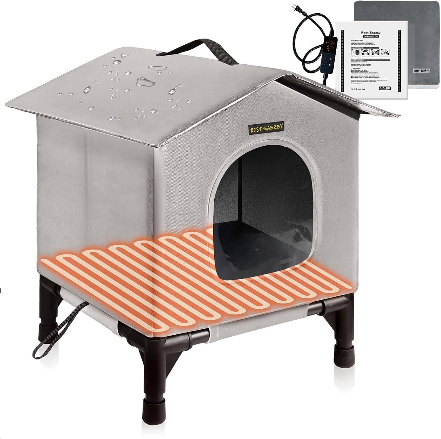 Heated Cat House for Indoor Cats in Winter, Waterproof, Fully Insulated ...