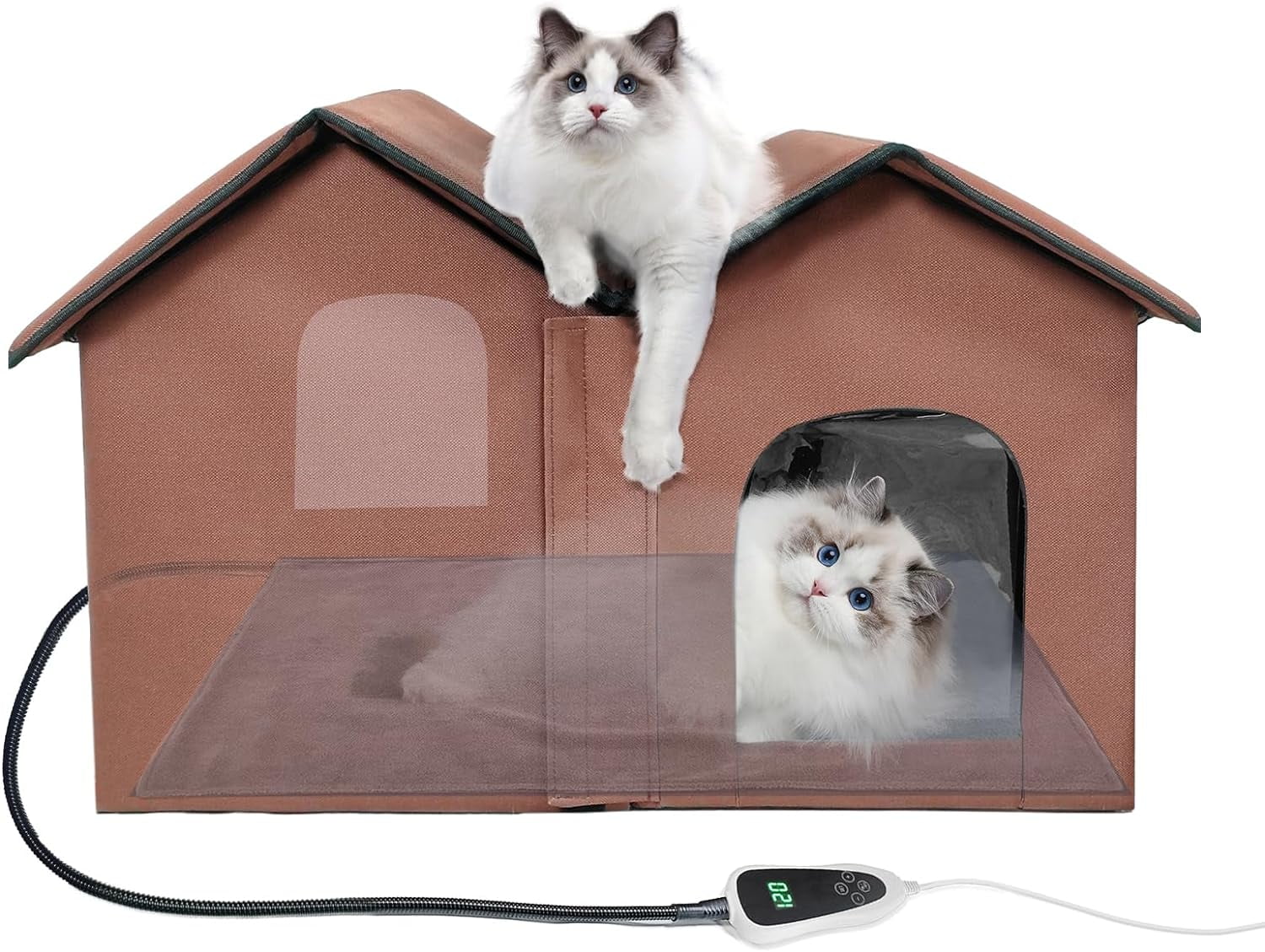 Heated Cat House with Intelligent Thermostat, Foldable Insulated ...
