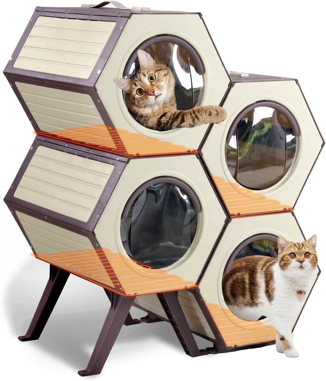 Aivituvin Outdoor Indoor Heated Cat House with Heater, Combined Cat ...