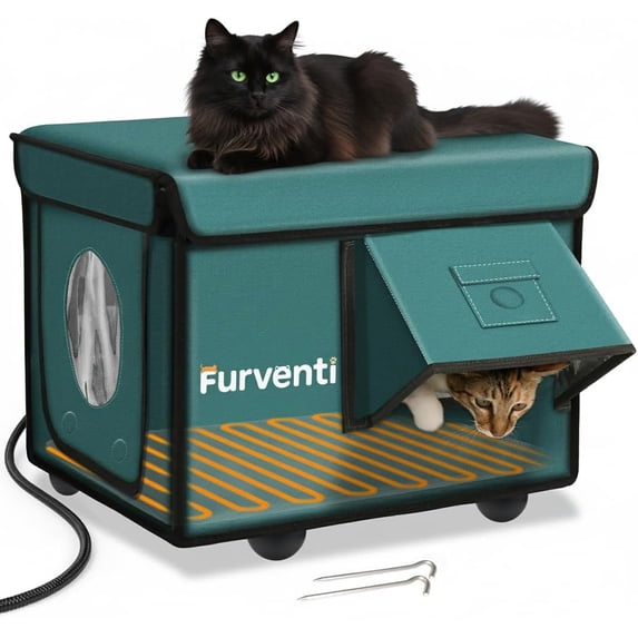 Heated Cat House for Outside with Dual Doors, Insulated Cat House ...