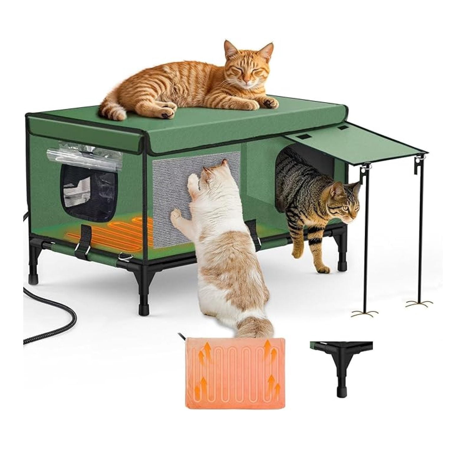 Heated Cat House for Outside with Escape , Insulated Outdoor Feral Cat ...