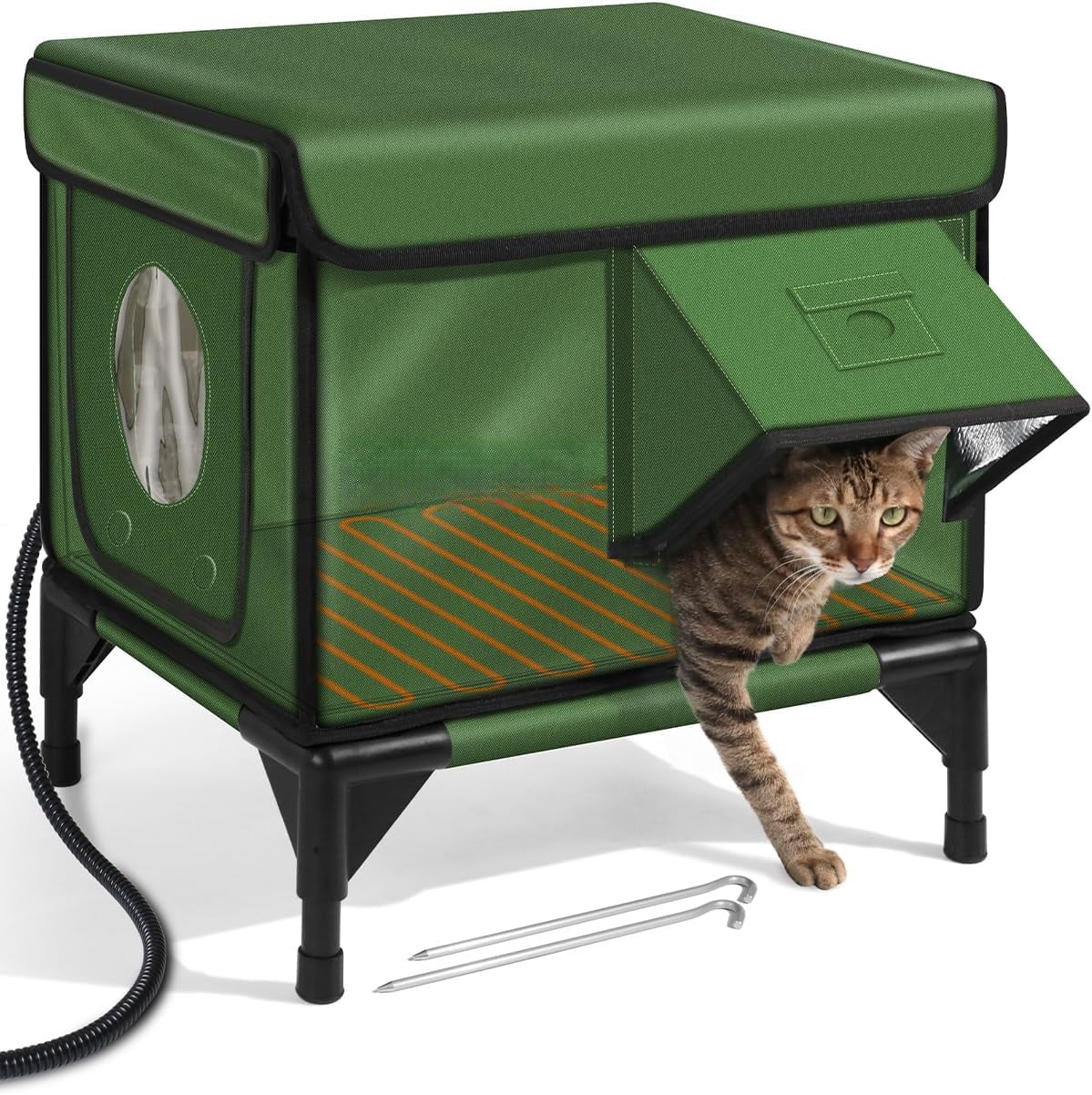 Heated Cat House for Outside, Insulated Weatherproof Heated Outdoor Cat ...