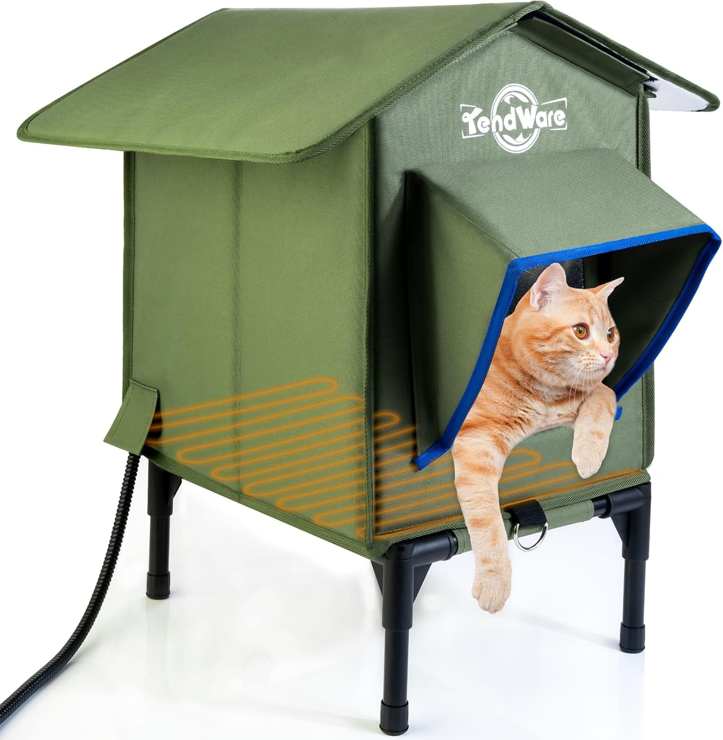 Heated Cat House for Outside Outdoor Cat House with Elevated Base Cat ...