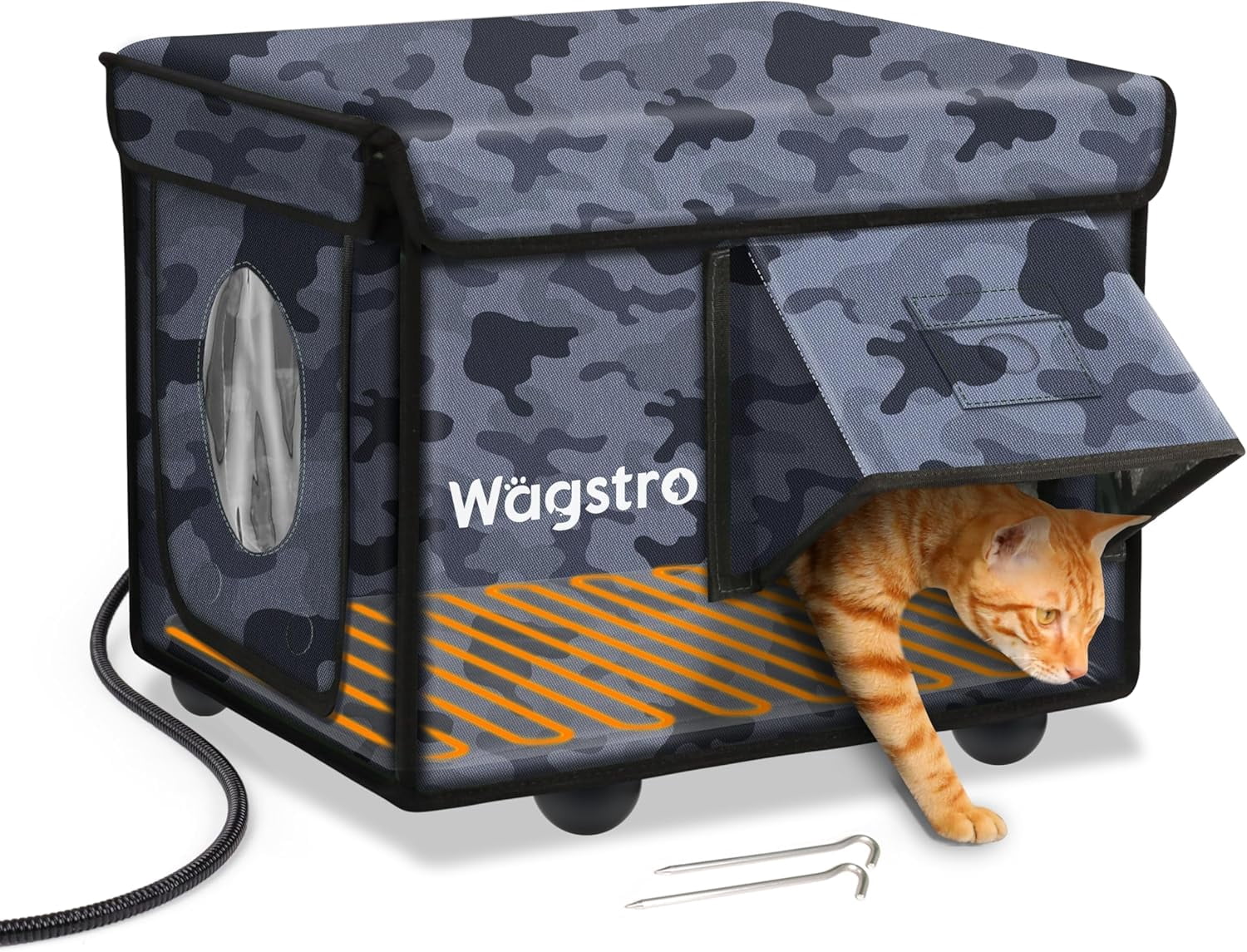 Heated Cat House for Outside, Waterproof Awning & Escape Door Heated ...