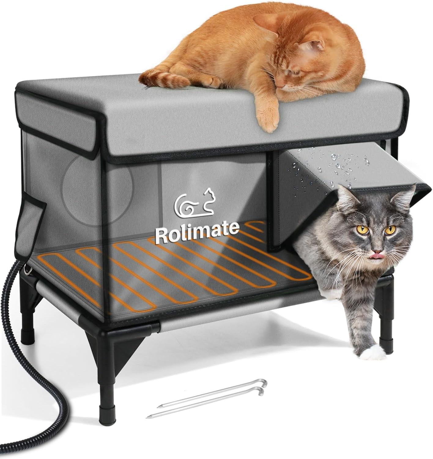 Heated Cat House for Outside, Weatherproof Cat House for Outdoor Cats ...