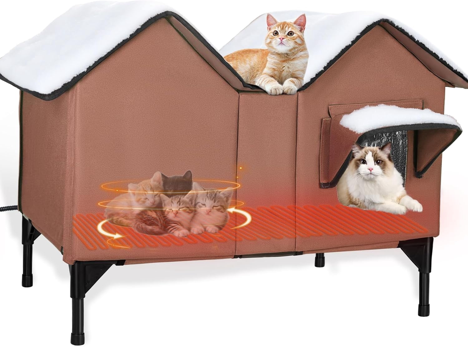 Heated Cat House for Outside Winter, Extra Large Heated Outdoor Cat ...