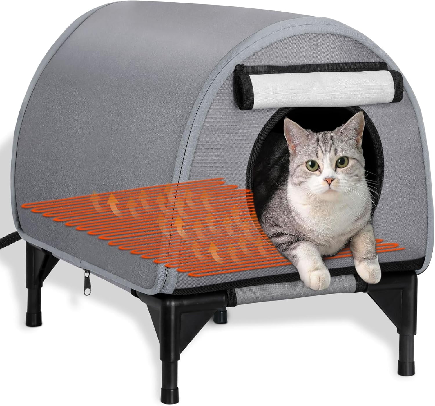 Heated Cat House for Outside Cats Winter, Elevated Waterproof Mod Cat ...