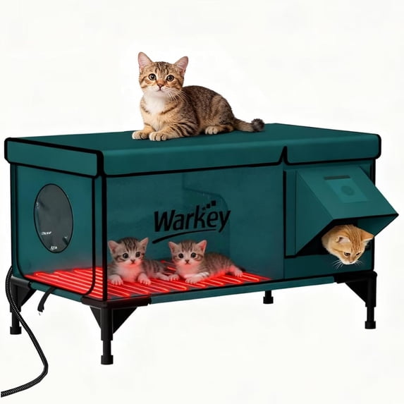 Heated Cat House for Outside Pets in Winter Heated Outdoor Cat House ...