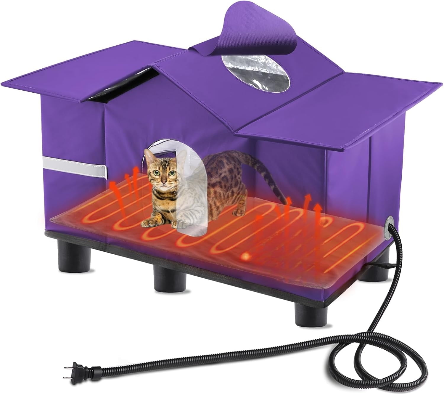 Heated Cat House for Outside - Weatherproof Large Outdoor Cat Shelter ...