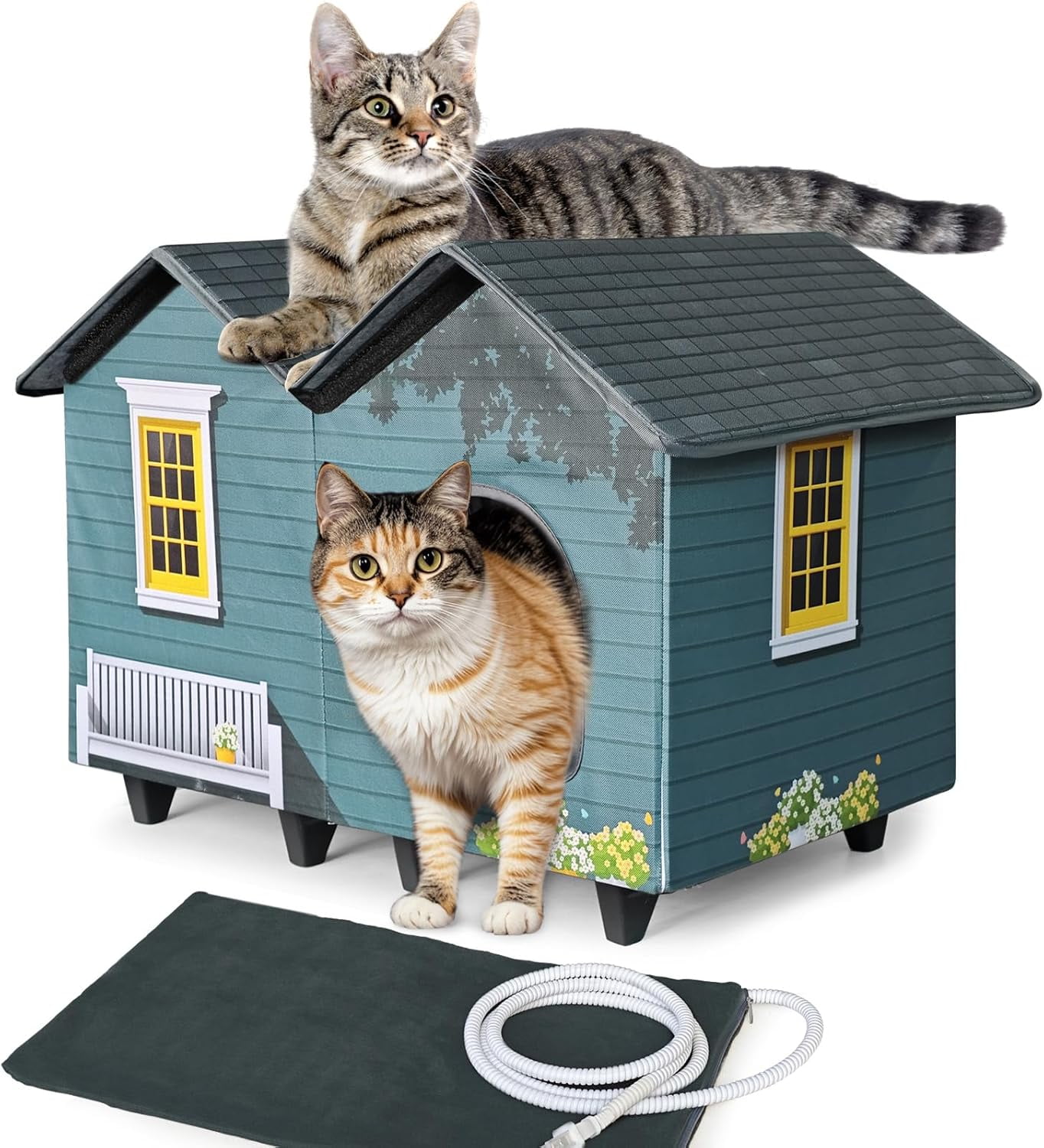 Heated Cat Houses for Indoor/Outdoor Cats with Large Elevated Heated ...