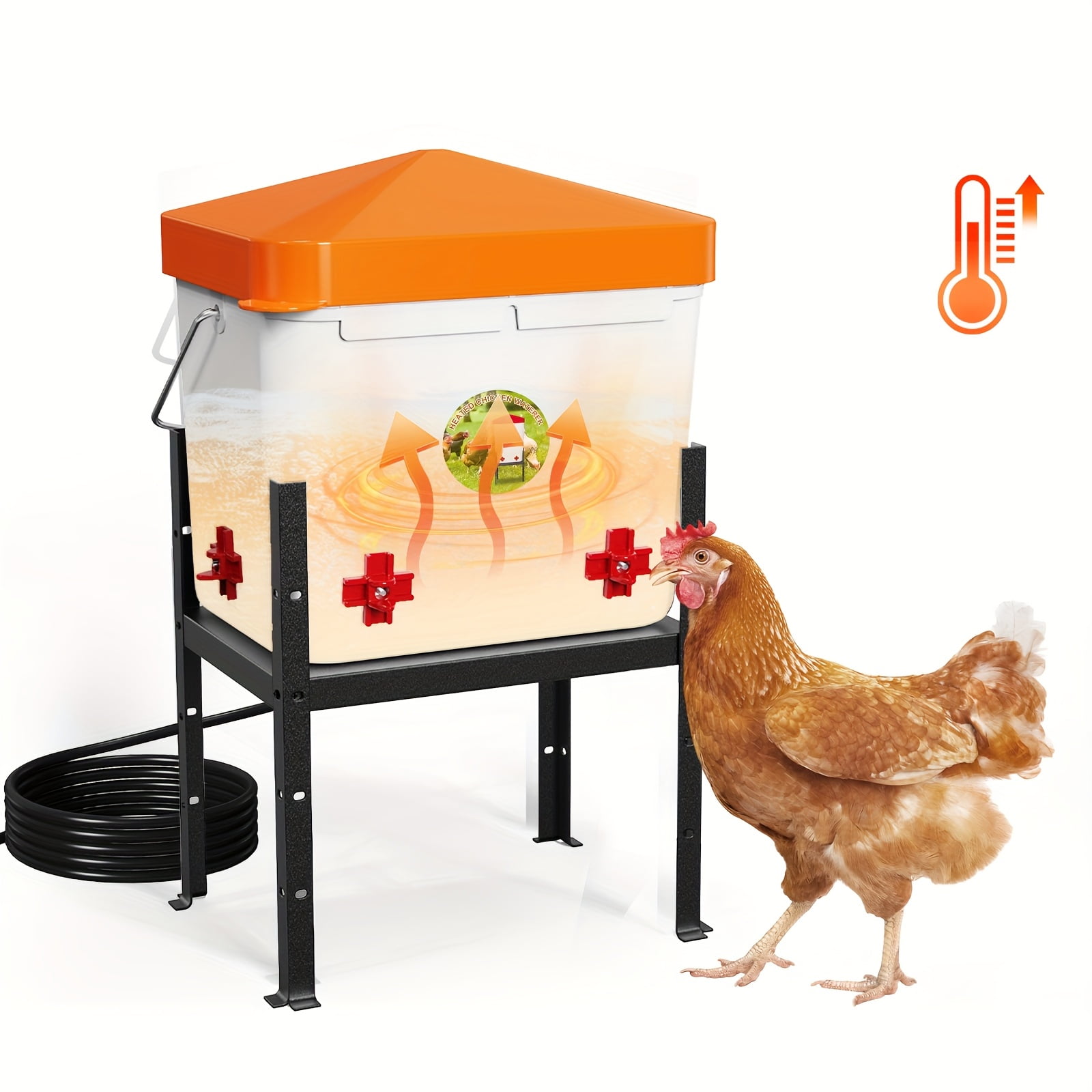 Heated Chicken Waterer 7L (Orange) - Winter Anti-Freezing ...