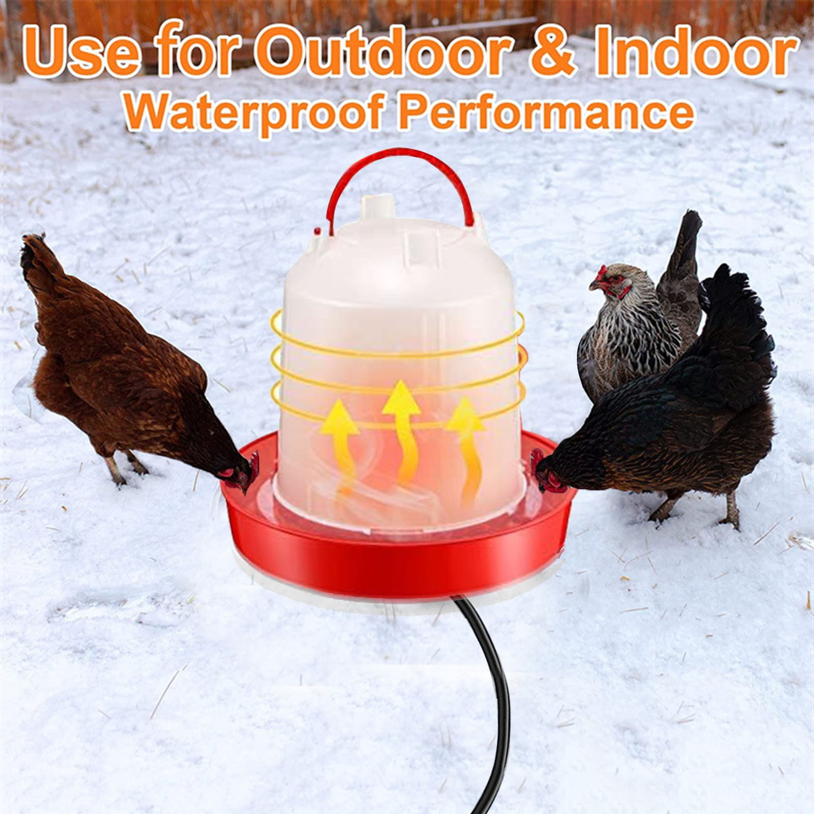 Heated Chicken Waterer, Thermostatically Controlled Heated 6L Outdoor ...