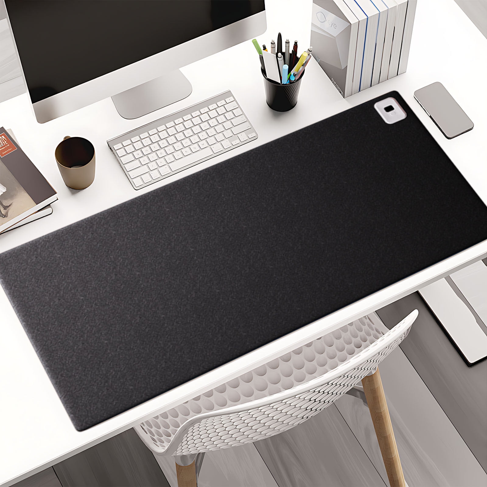 Heated Desk Pad PU Mouse Pad Faux Leather Heated Desk Mat Warm Desk Pad with 7 Adjustment ...