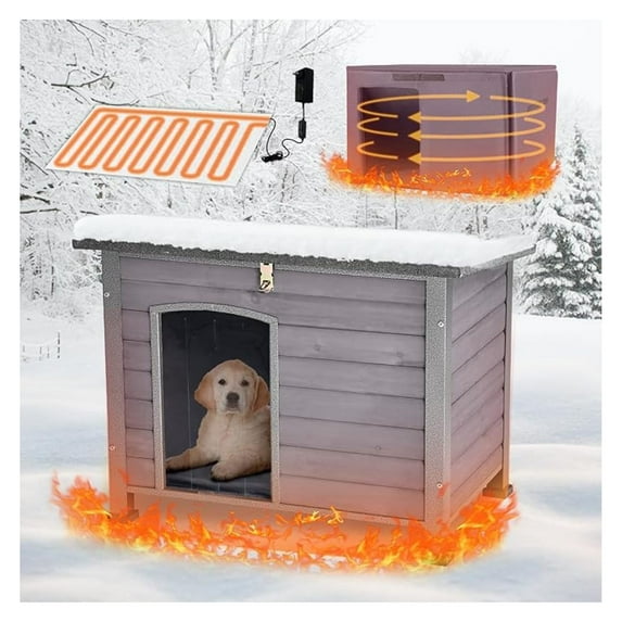 Heated Dog House Outdoor,Anti Bite Iron Frame Dog Kennel with ...