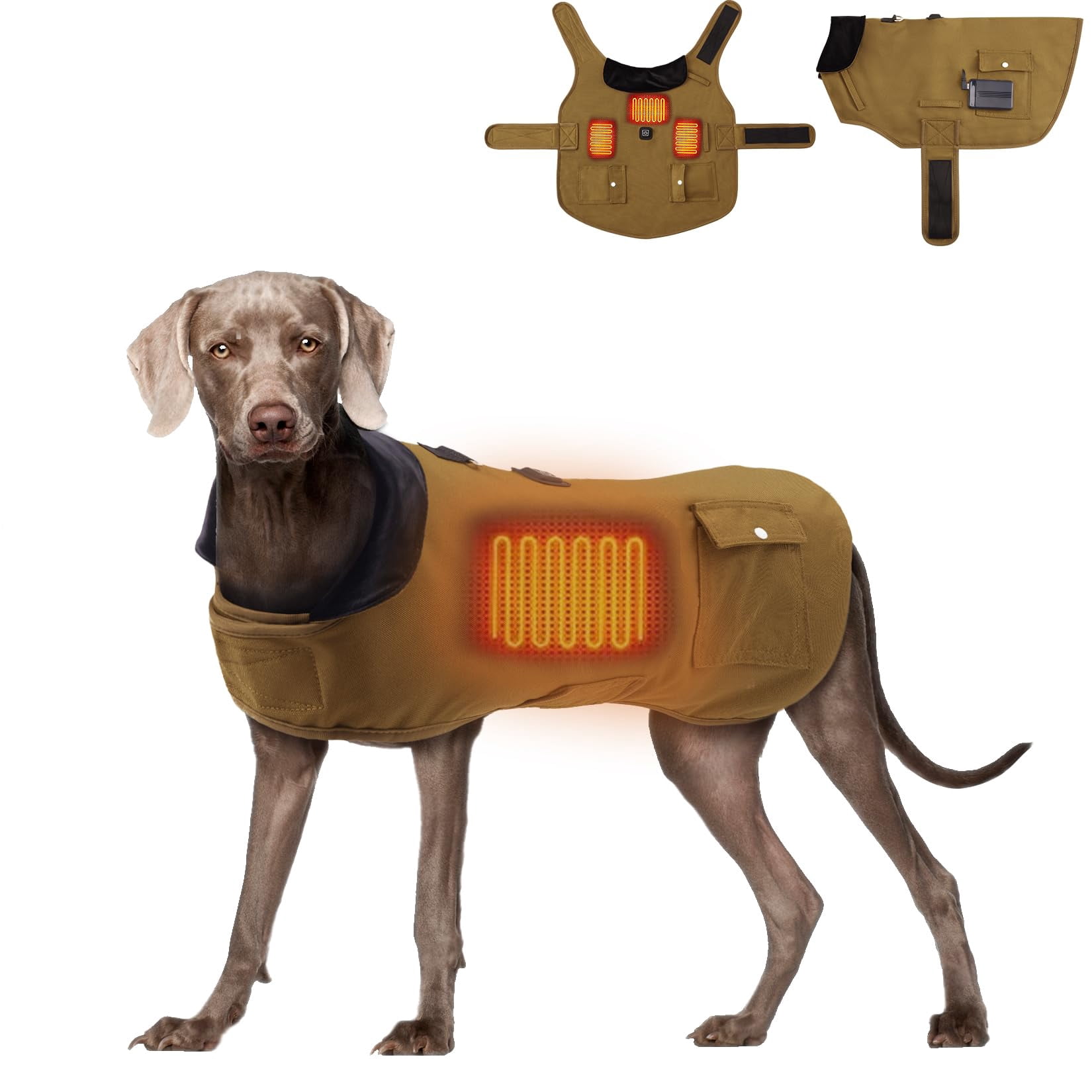 Heated Dog Warm Coat Winter Coat for Cat Dogs, Warm Dog Jacket with ...