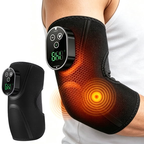 Heated Elbow Wrap with Massage, Cordless Elbow Heating Pad with 5 Heat ...