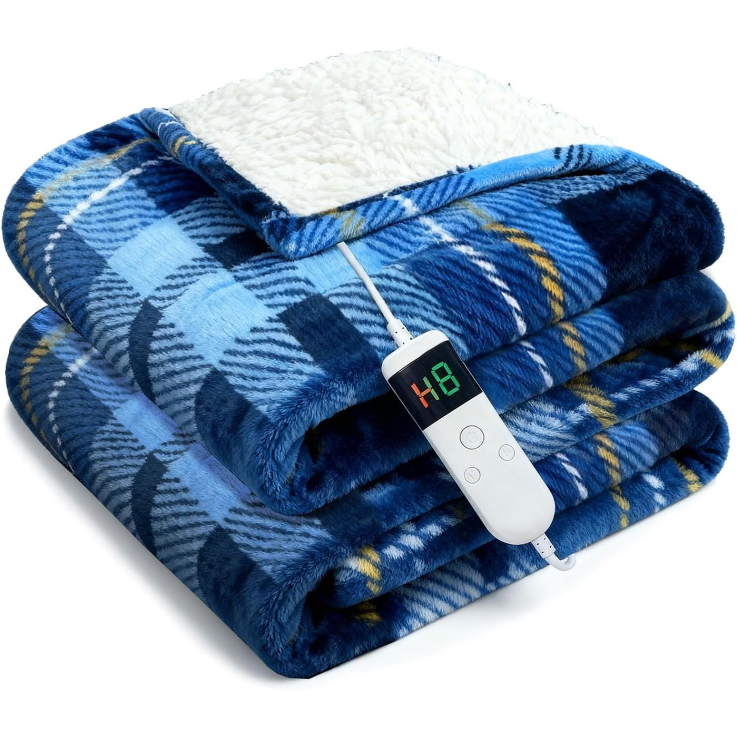Heated Electric Blanket with 8-Hour Auto Shut-Off & 10 Heat Settings ...