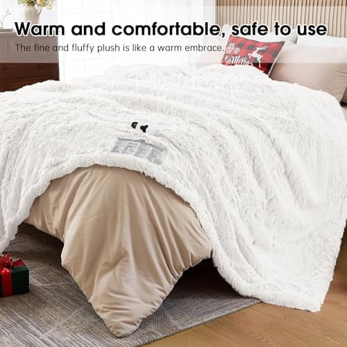 Heated Electric Blanket Queen–Faux Fur with Soft Thick Sherpa,Warm ...