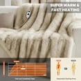 Heated Electric Blanket Throw, 50"X60" Faux Fur Heating Blanket Luxury ...