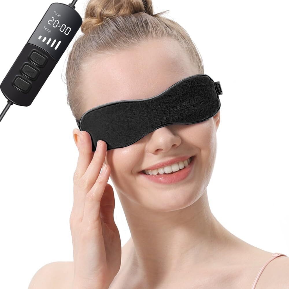 Heated Eye Mask for Dry Eyes, Warm Eye Compress with Flaxseed for MGD ...