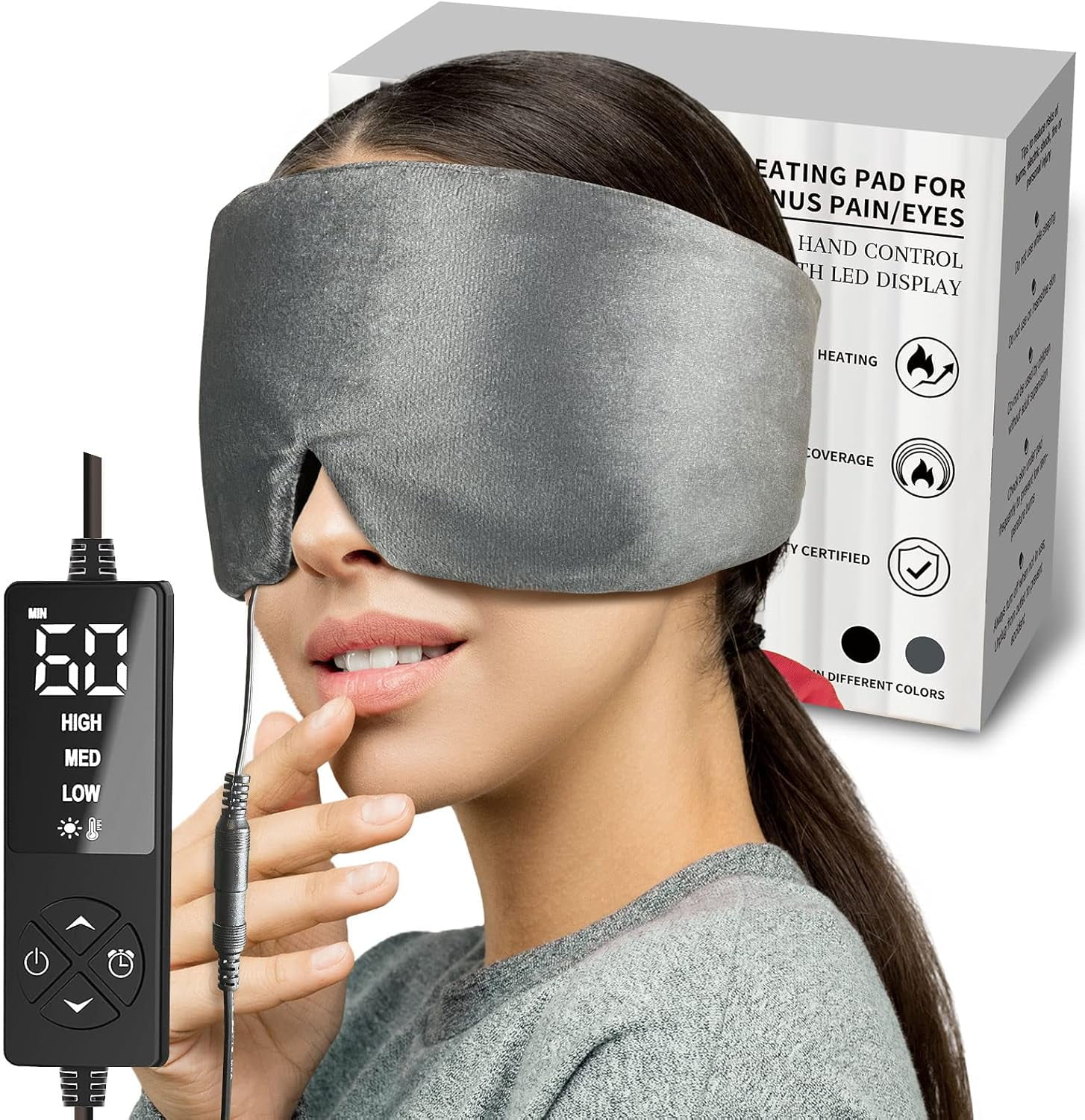 Heated Eye Mask with Extra Large Size for Dry Eyes and Sinus Pressure ...