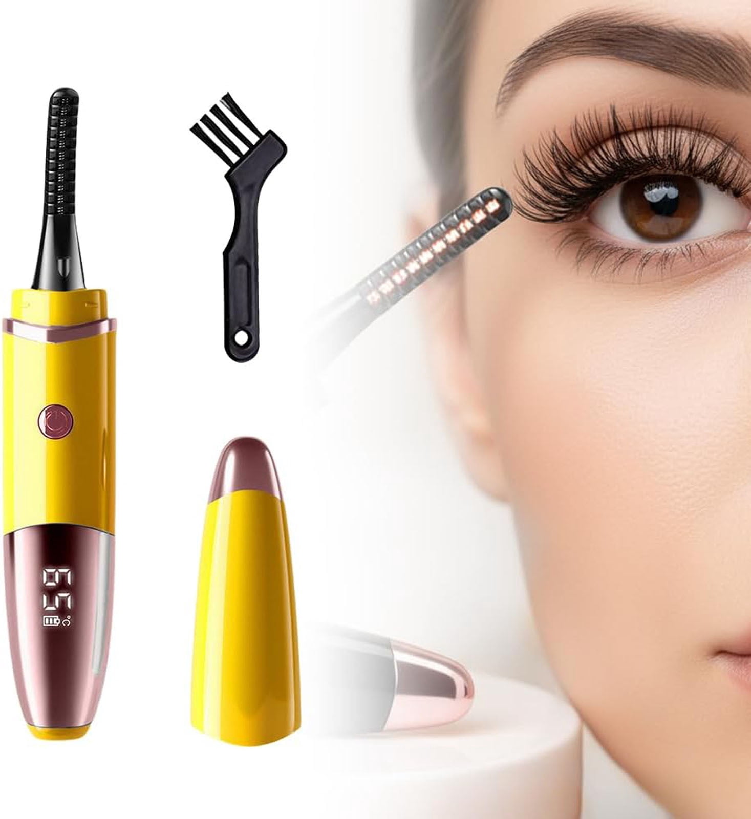 Heated Eyelash Curler USB Rechargeable, 4 Temperature Settings with LED ...