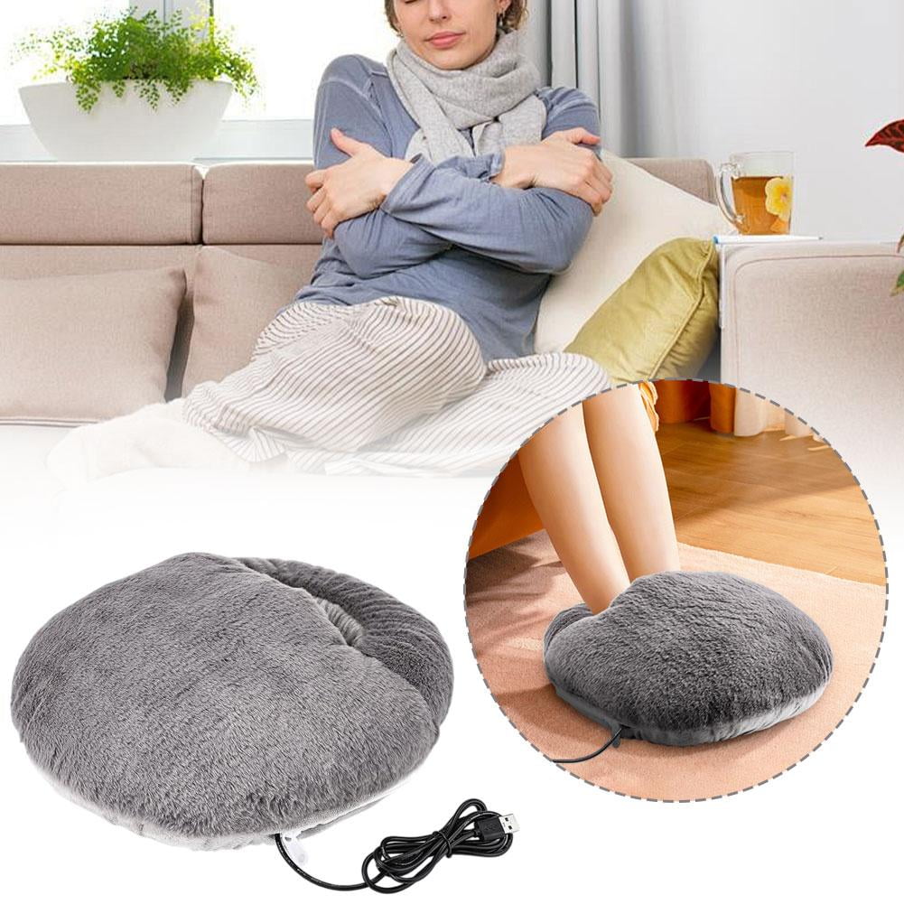 Heated Feet Warmer USB Rechargeable Cushion Plush Foot Heater Electric ...