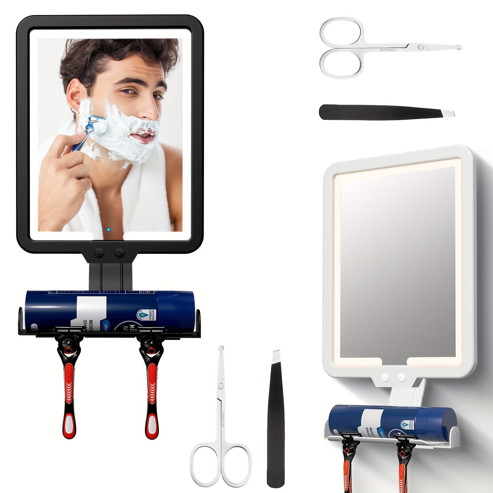 Heated Fog-Free Shower Mirror with LED Lights - 9.5x7 Inch HD Anti-Fog ...