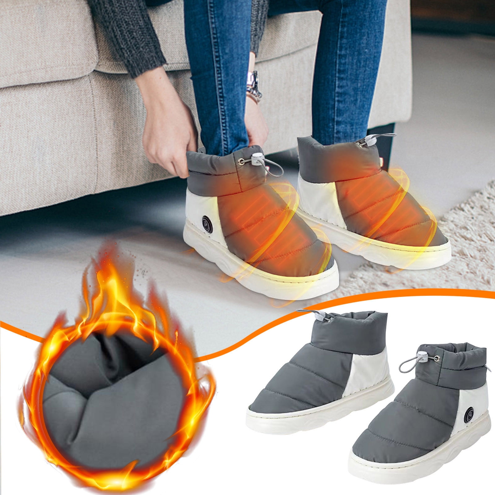 Heated Foot Shoes, Rechargeable Insoles, Insulated, Water-Resistant ...