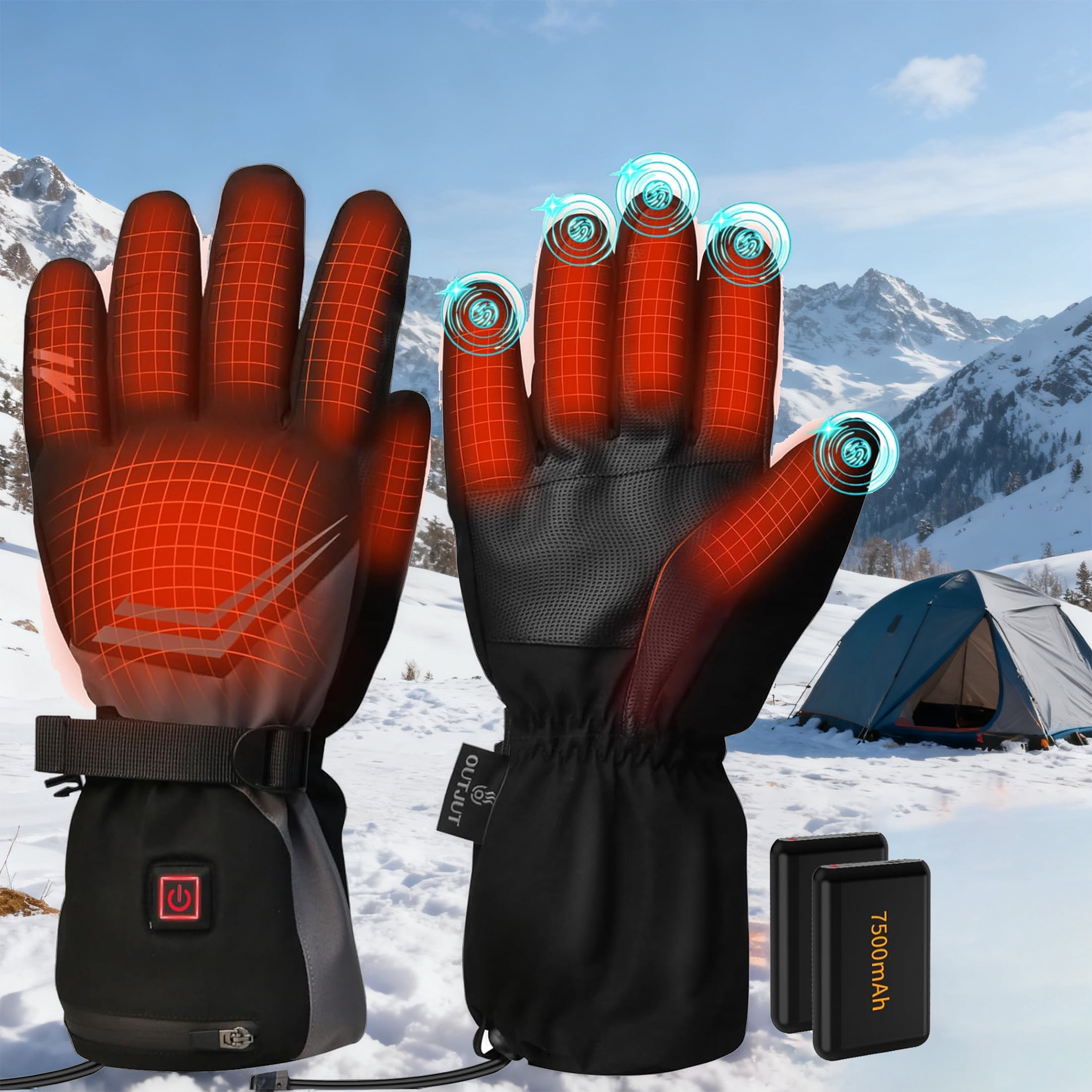 Heated Gloves, 7500mAh USB Electric Ski Gloves with Heating for Women ...