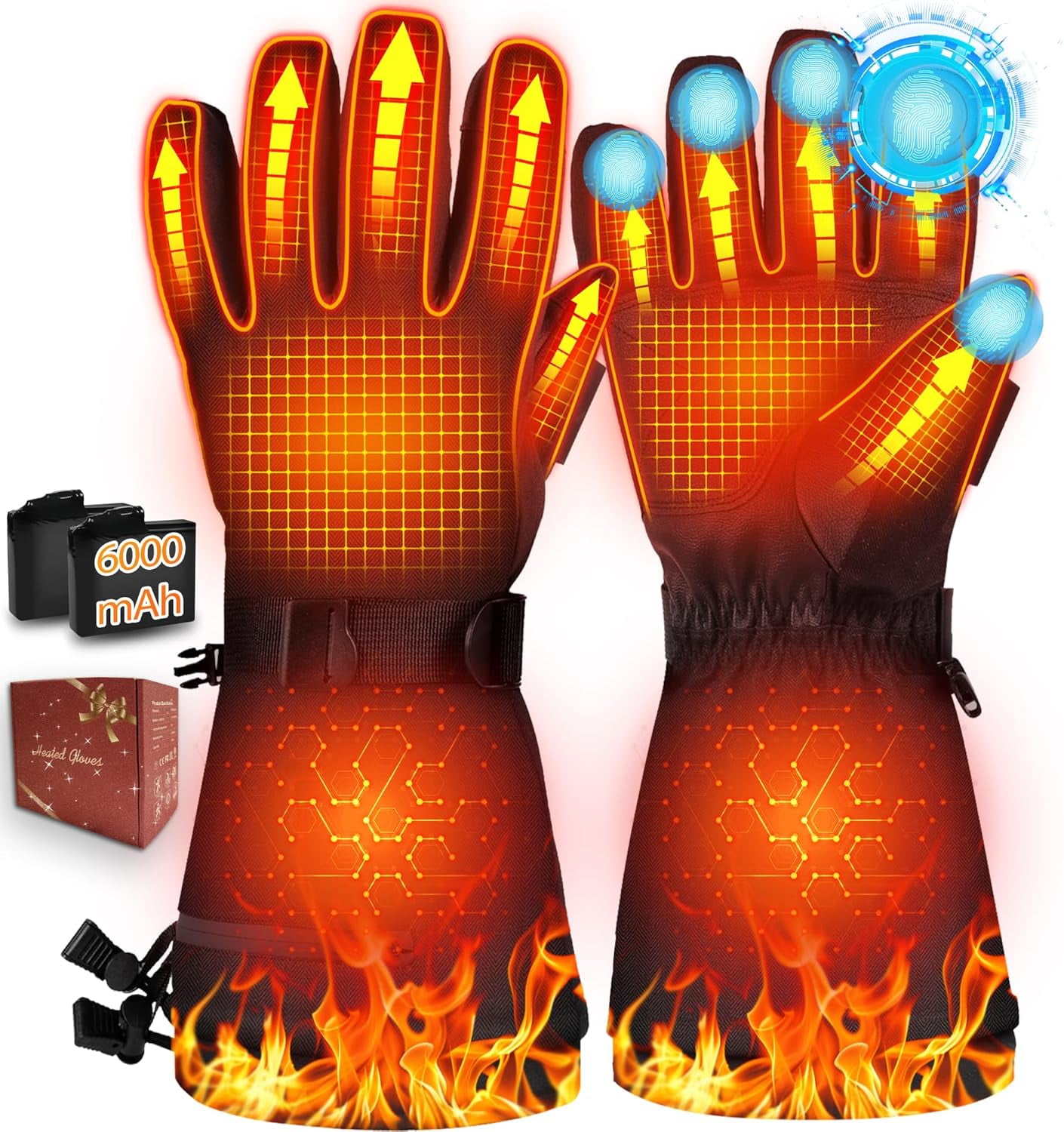Heated Gloves for Men Women Rechargeable 7.4V 6000mAh Heated Gloves Up ...