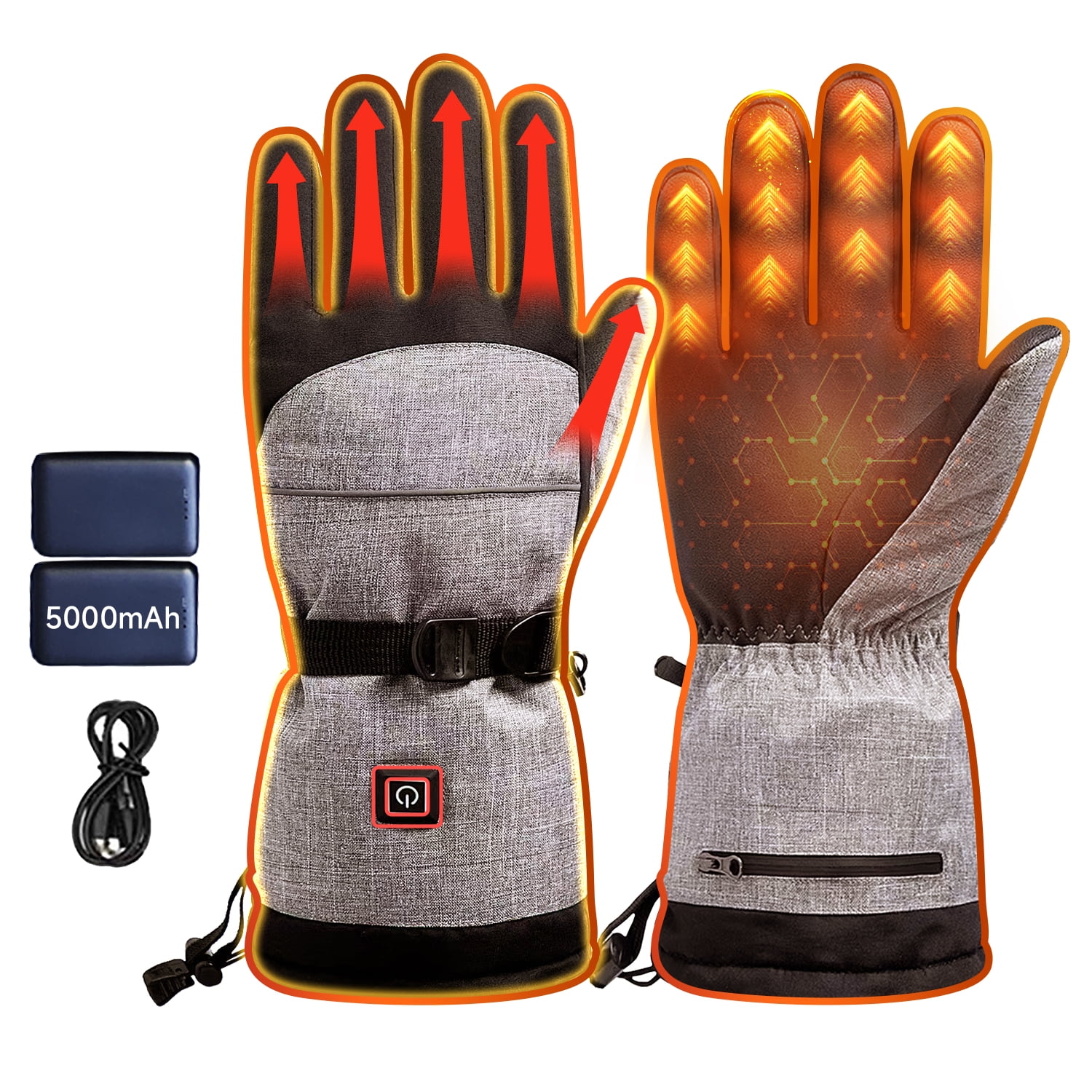 Heated Gloves Mittens for Men Women, 5000mAh Rechargeable Electric ...