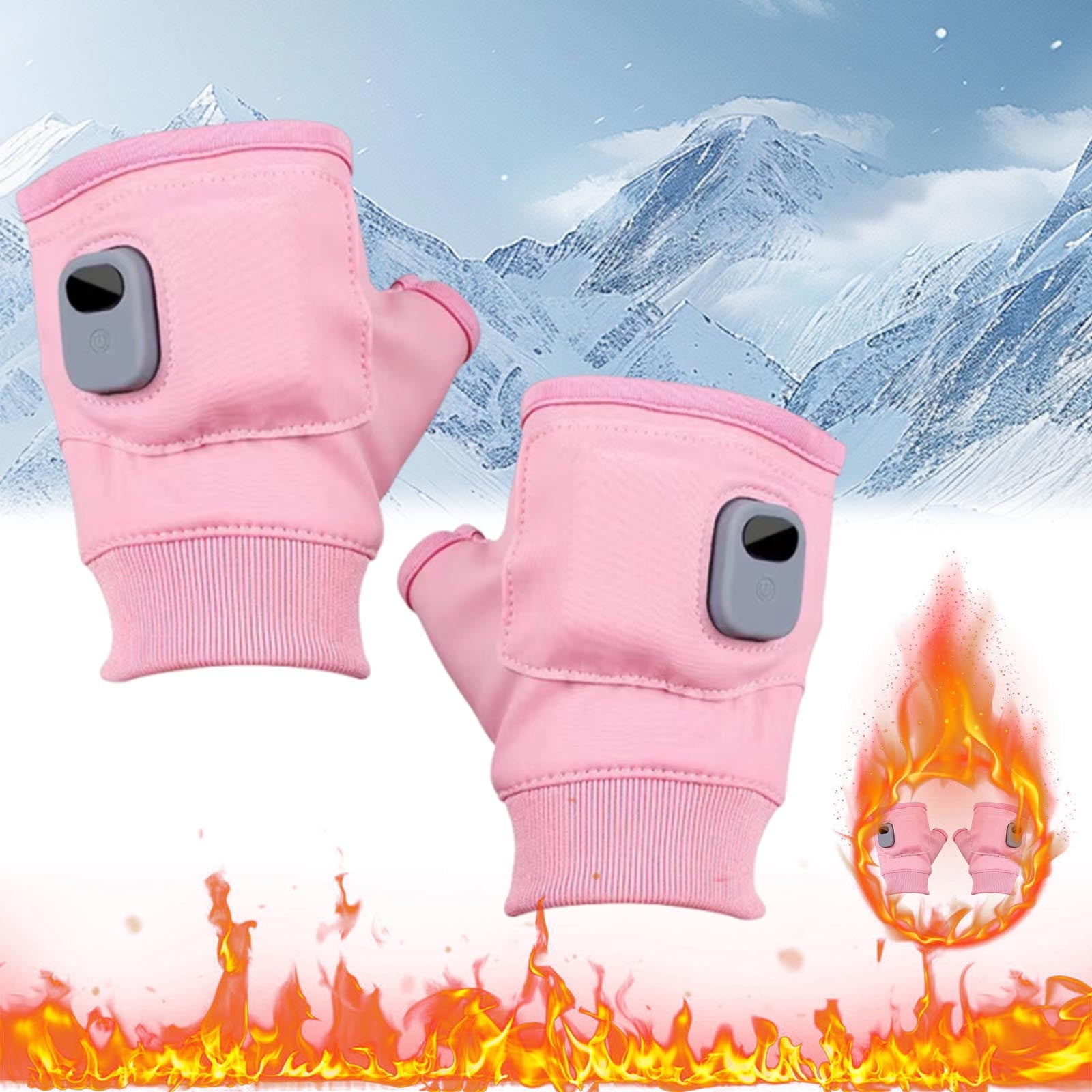 Heated Half Finger Gloves with Digital Display - Rechargeable Electric ...