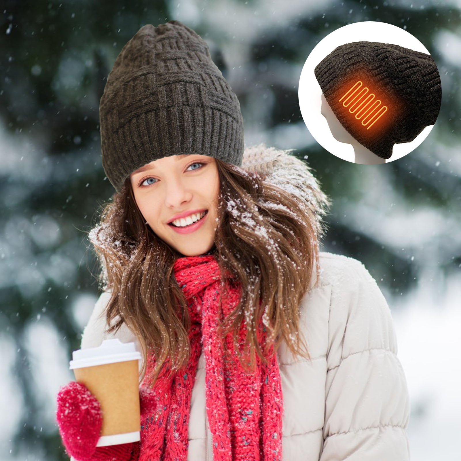 Heated Hat - Men and Women Knitted Heating Hats, 3400mAh Battery Pack ...