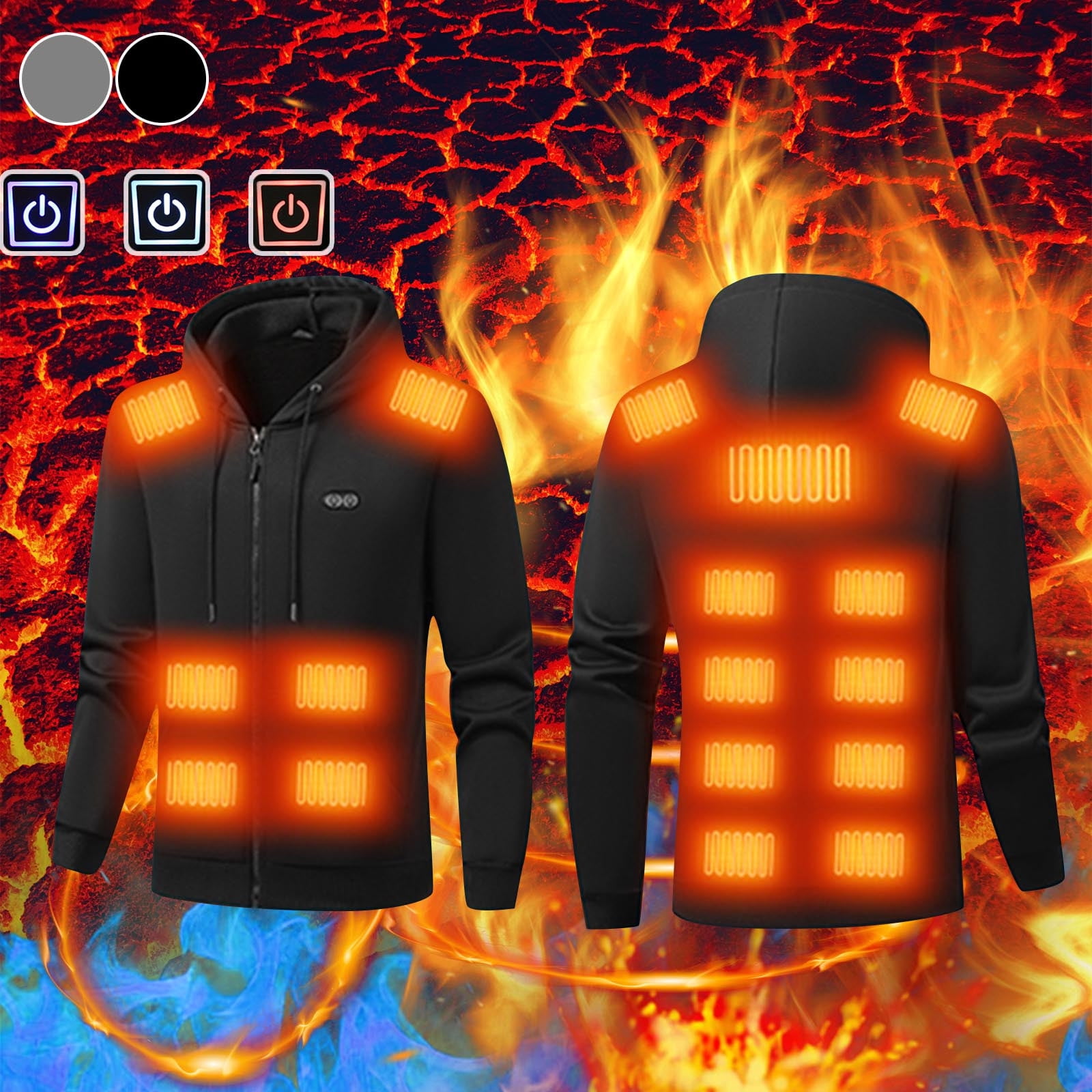 Heated Hoodie for Women Men Zip up Sweatshirt Jackets with 17 Heating ...
