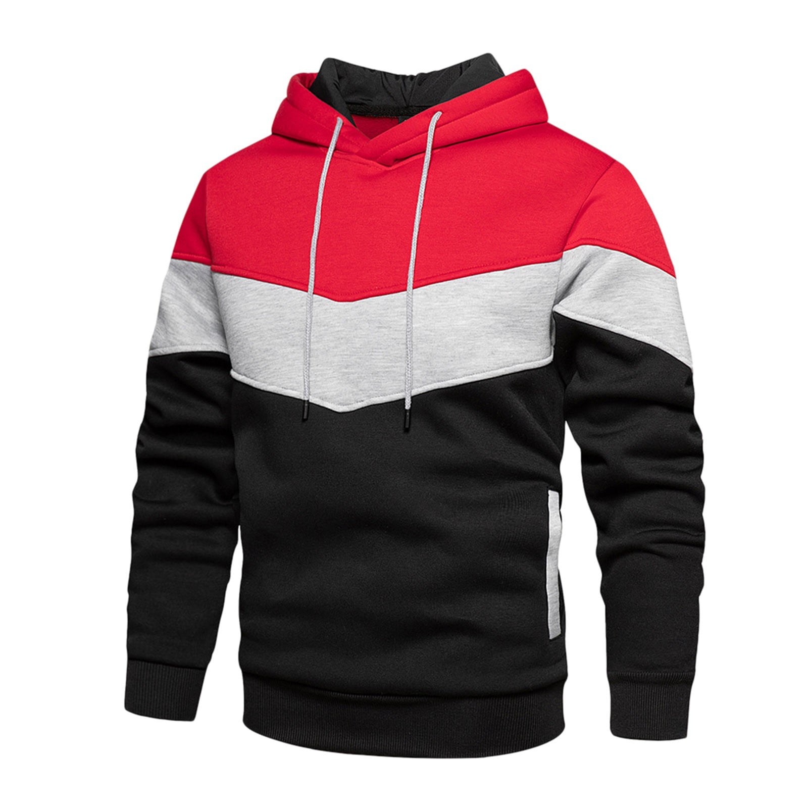Heated Hoodies for Men Splicing Large Size Sweater Jacket (Red, M ...