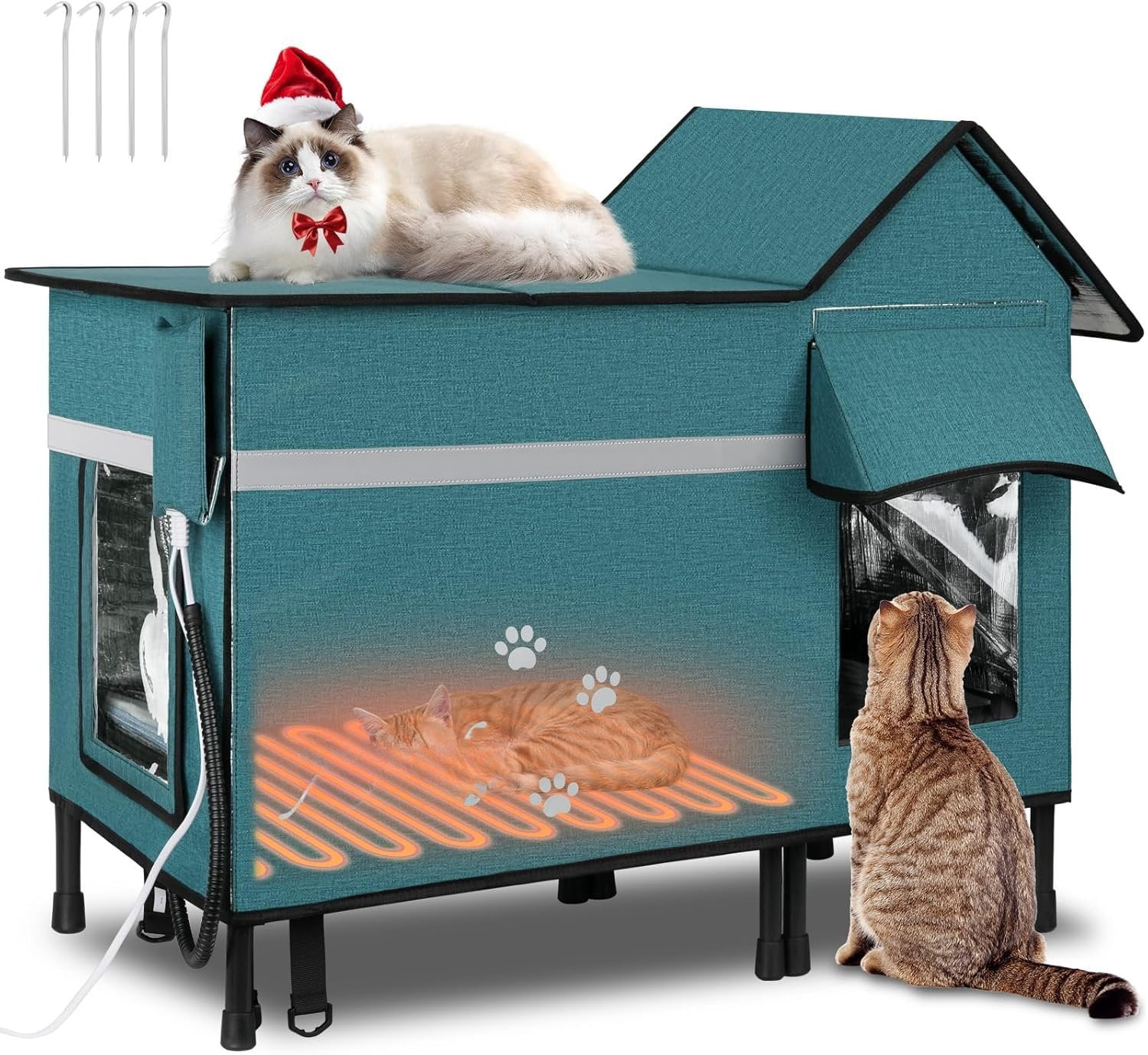 Heated House for Outside Cats- Weatherproof Insulated Outdoor House ...