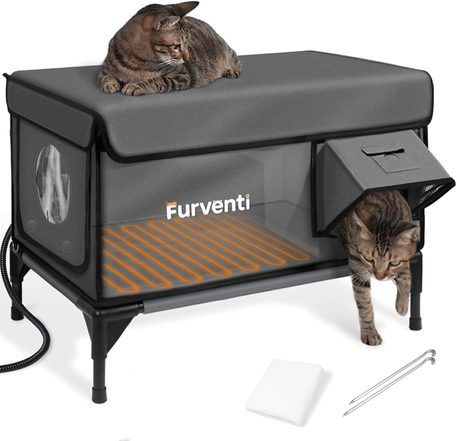 Heated House for Outside,Dual Camera Mounts, Weatherproof & Insulated ...