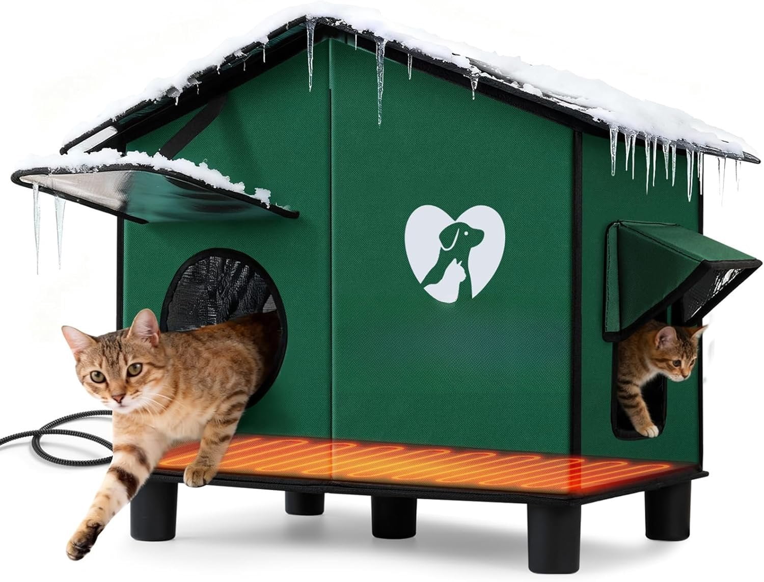 Heated House for Outside, Insulated Outdoor House with Heating Pad ...