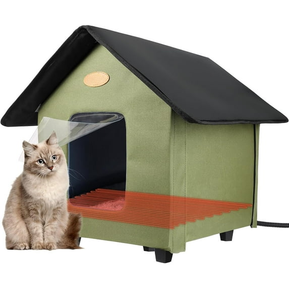 Heated Houses for Outdoor Cats - Elevated Weatherproof Insulated Heated Outdoor House for Winter ...