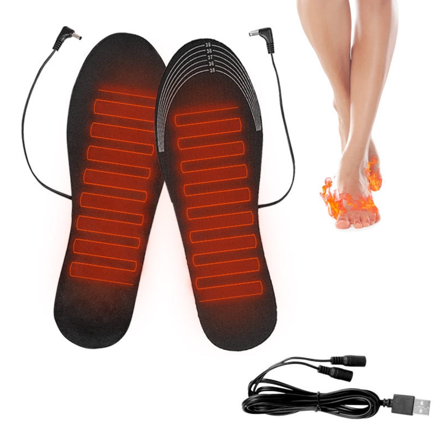 Heated Insoles Foot Warmers Electric Heated Insoles USB Rechargeable ...