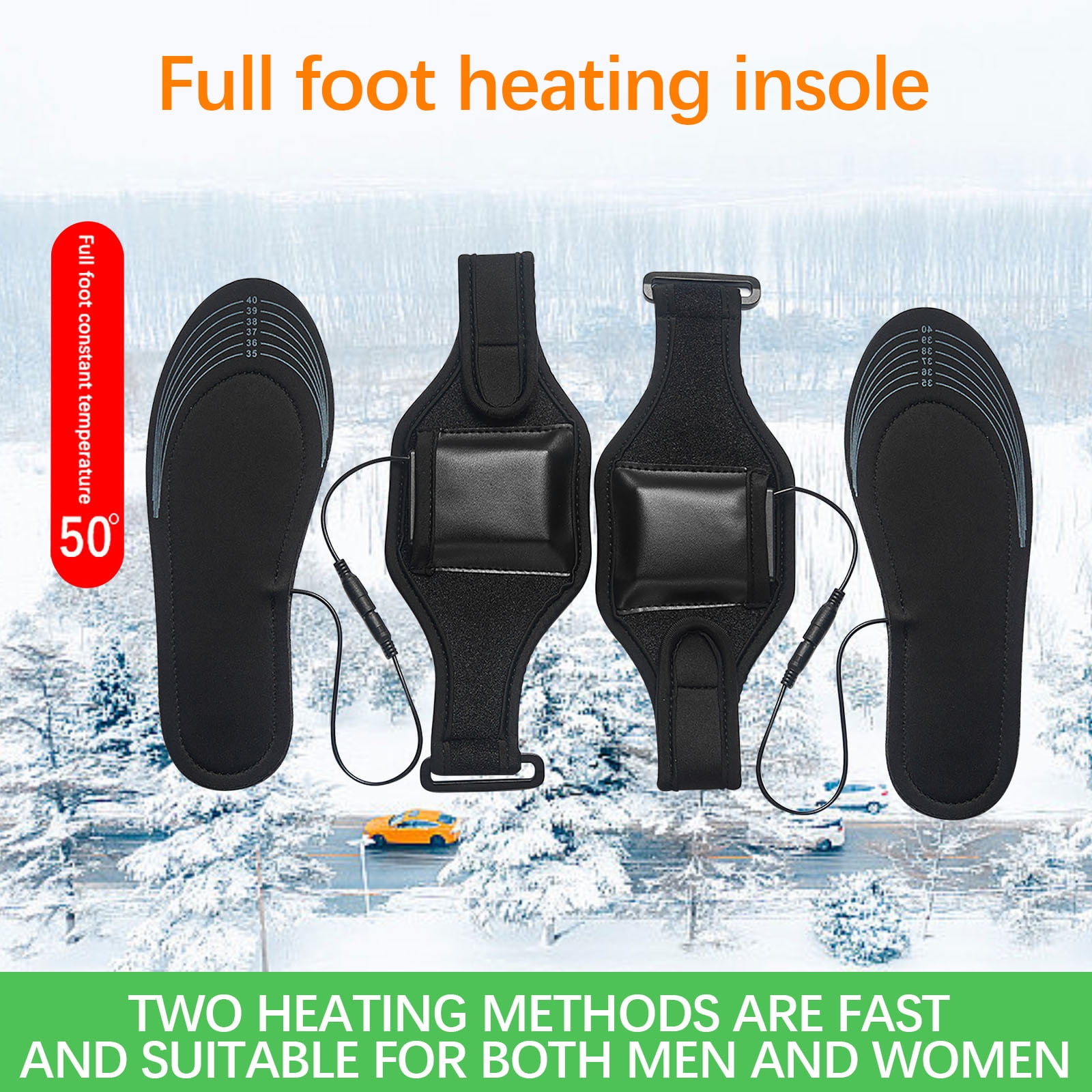 Heated Insoles USB Rechargeable Heated Shoes Electric Heating Cuttable ...