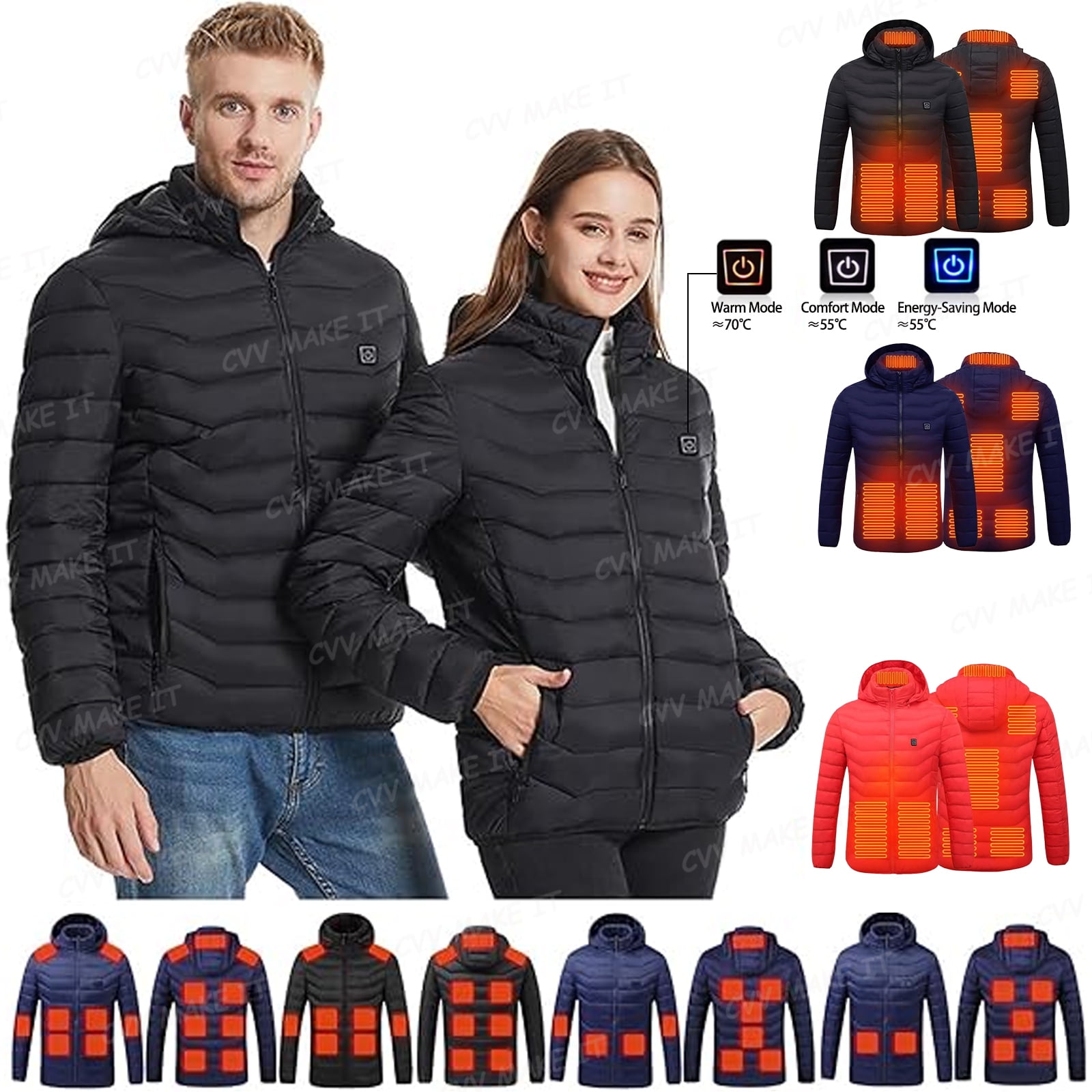 Heated Jacket for Men and Woman Multi-Zone Heating with 3 Heating ...