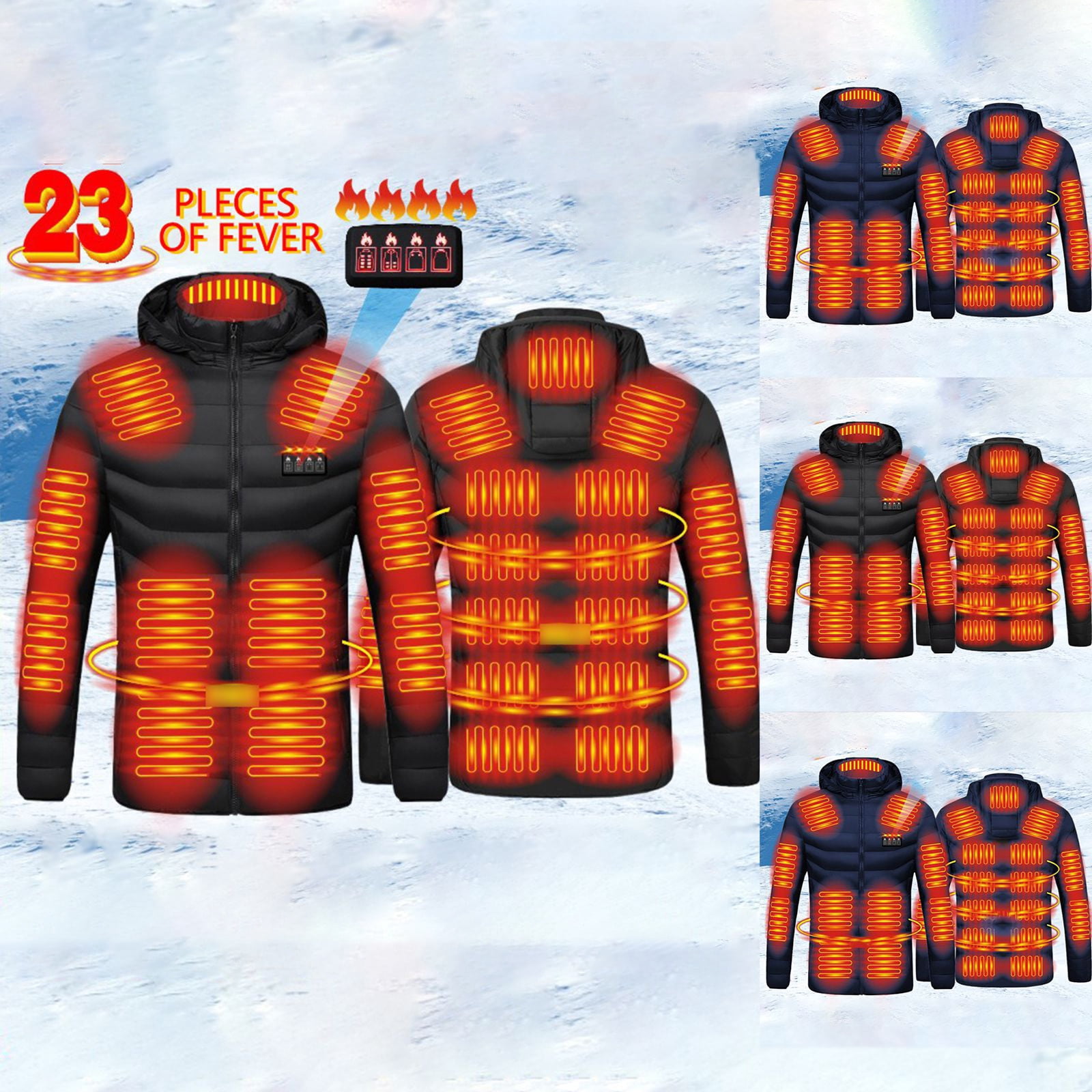 Heated Jacket for Men Women Multiple Zones Heated Hooded Coat Winter ...