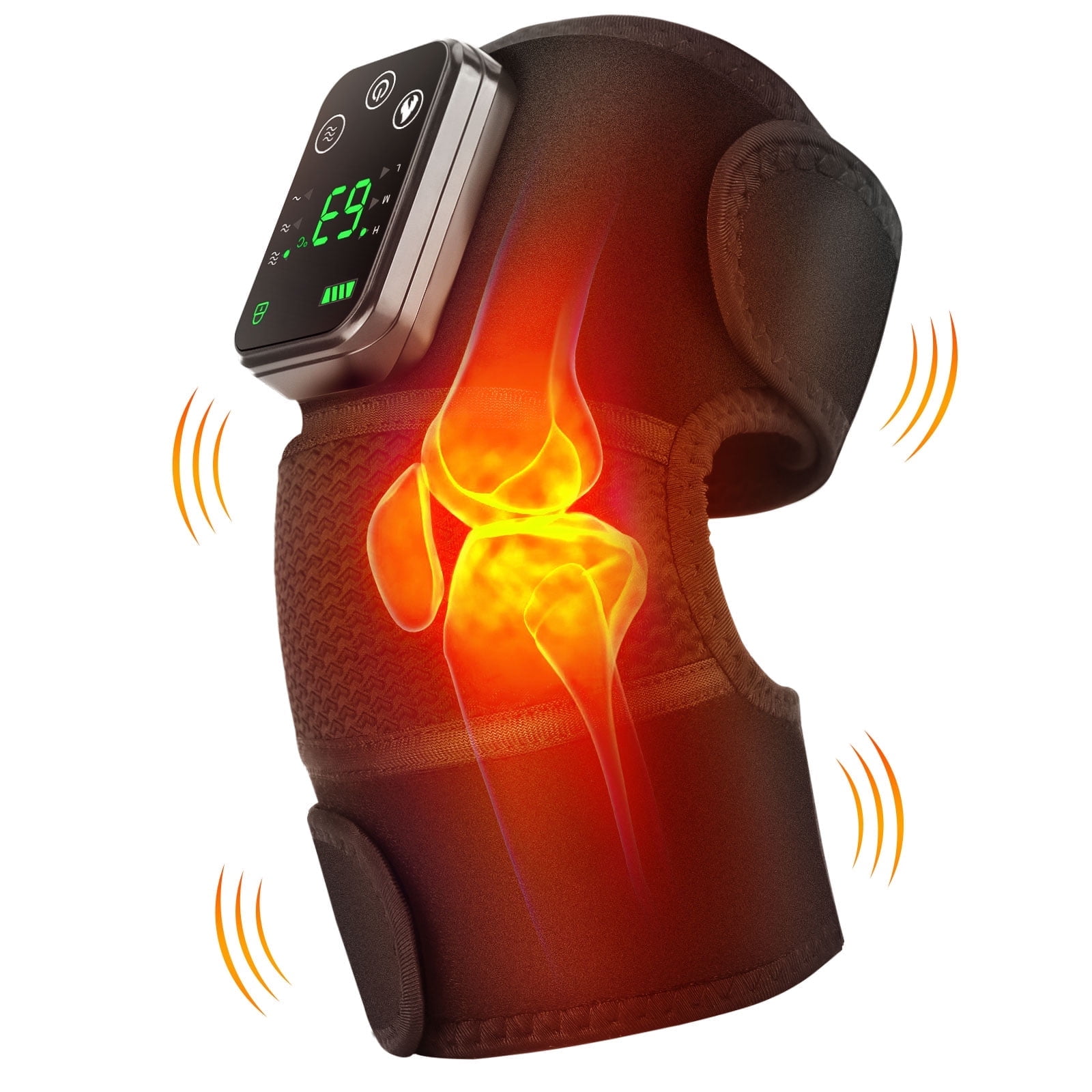 Heated Knee Massager, 3-In-1 Heated Knee Brace Wrap, Heating Vibration ...