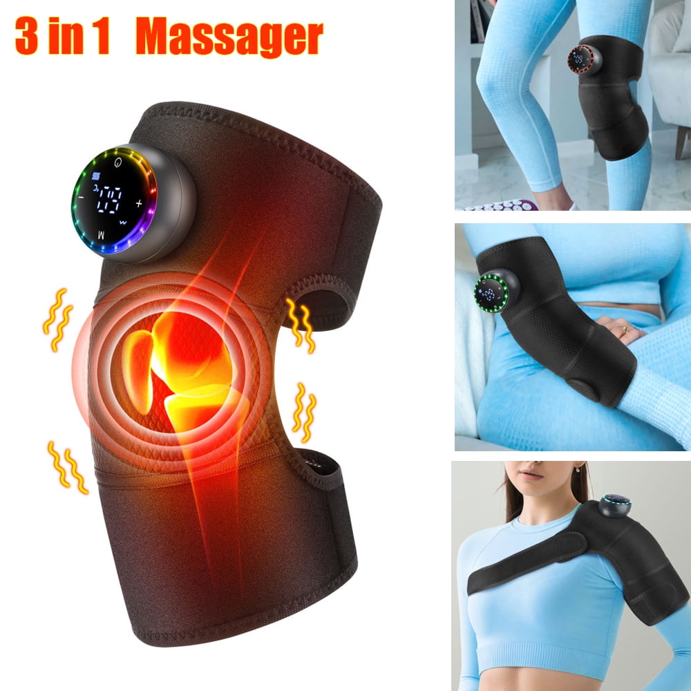 Heated Knee Massager with LED Screen, 3 in 1 Rechargeable Heated Knee ...
