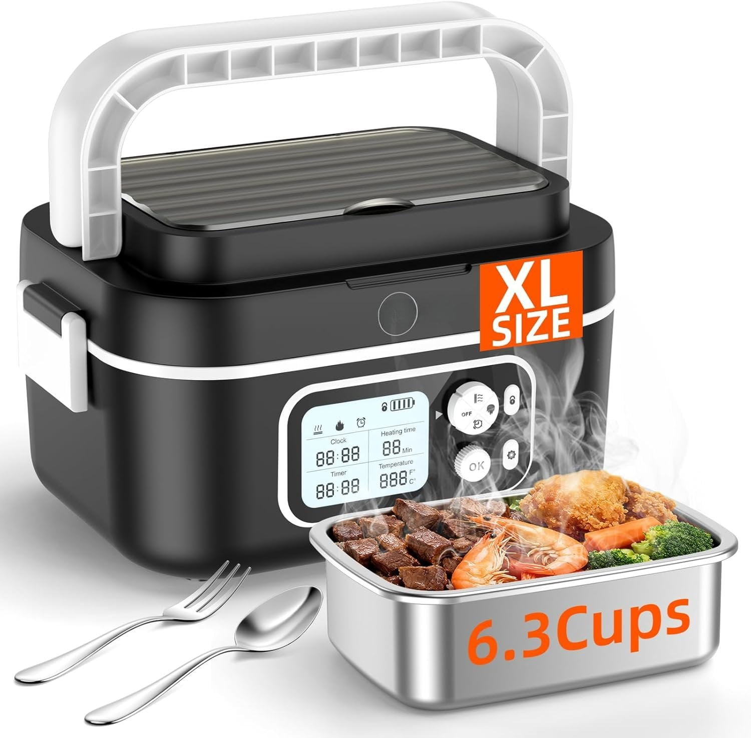 Heated Lunch Box,8000mAh Cordless Lunch Box for ,1.5L Portable Self ...