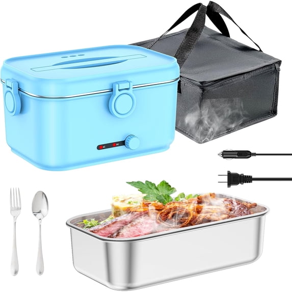 Heated Lunch Box for , 80W Portable Warmer with 1.8L Stainless ...