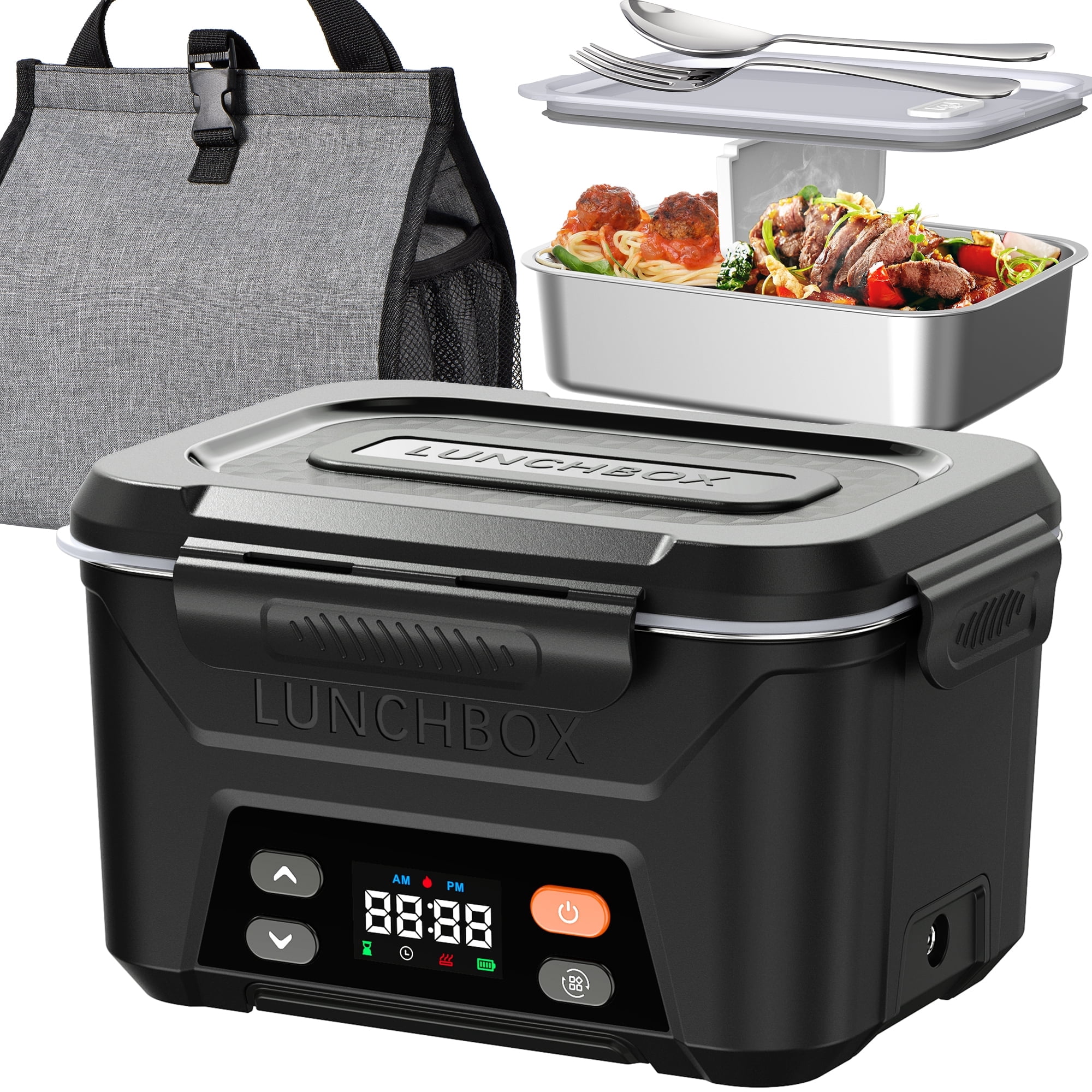 Cordless Electric Lunch Box for Adults, 5.5 Cups Self Heating Lunch Box ...