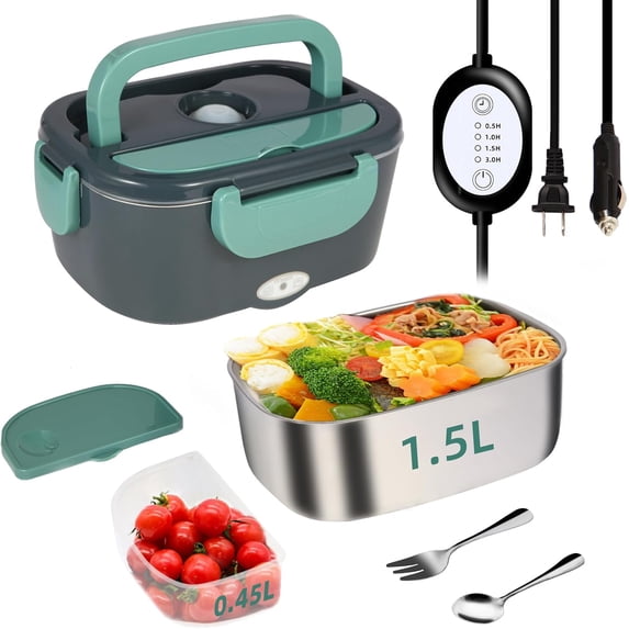 Heated Lunch Box with Heating Time Controller, Automatic Heat ...